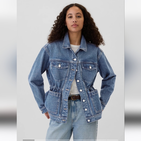 GAP | Jackets & Coats | Nwt Gap Oversized Cinchedwaist Denim Jacket ...